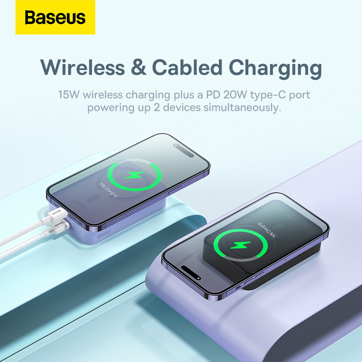 Baseus Magnetic Mini Wireless Fast Charge Power Bank 20000mAh 20W Black ...