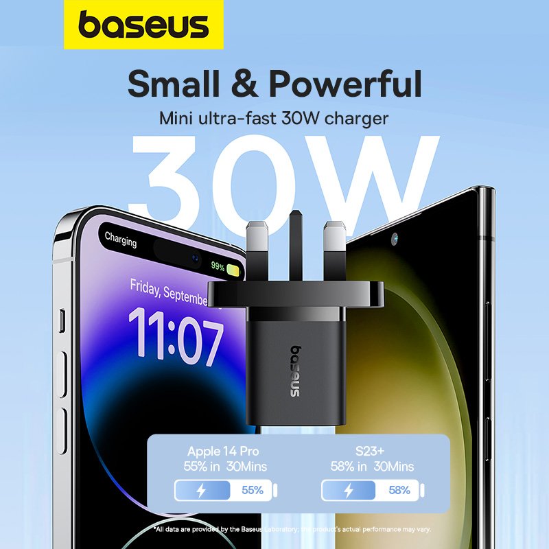 Baseus GaN5 Fast Charger Mini 1C 30W UK - Baseus Official Store