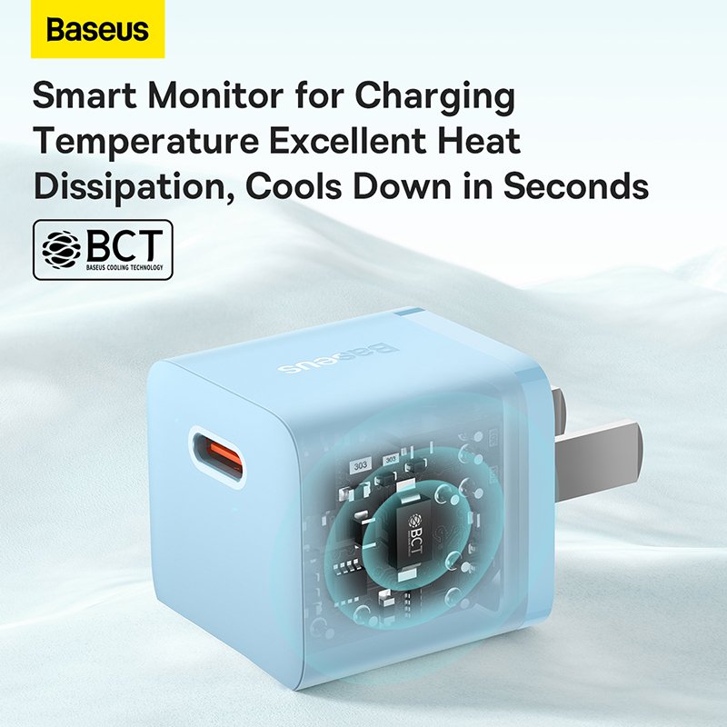 Baseus GaN5 Fast Charger 1C 20W CN Set Mini Sierra Blue With Type C To ...