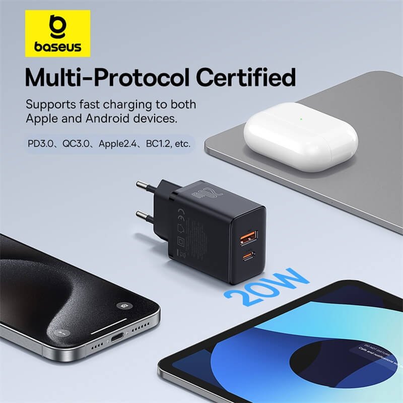 Baseus Cube Fast Charger C+U 20W EU - Baseus Official Store