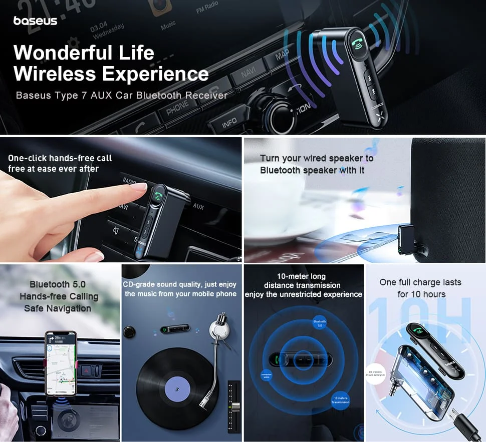 Baseus AUX Wireless Audio Receiver BSBA-02 - Baseus Official Store